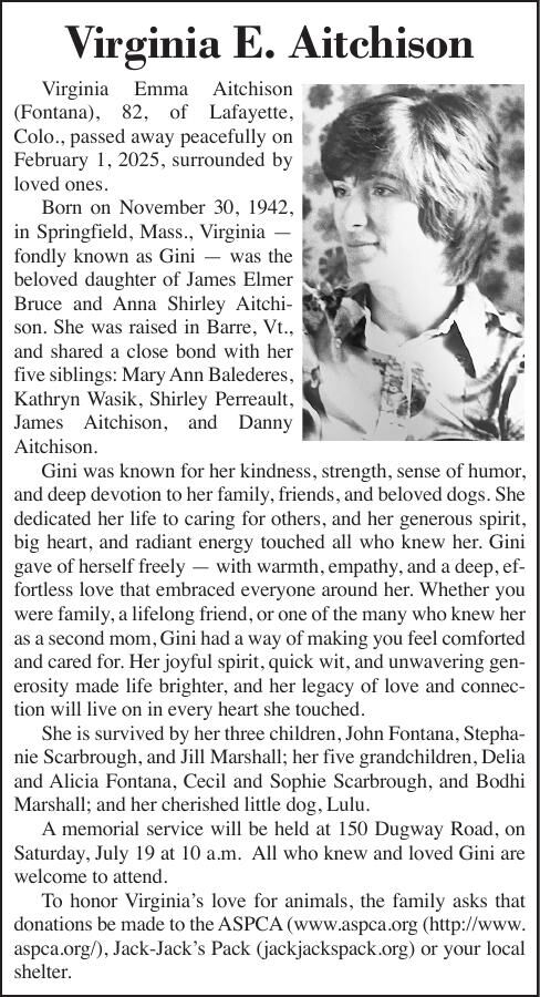Virginia Aitchison | Obituaries | conwaydailysun.com