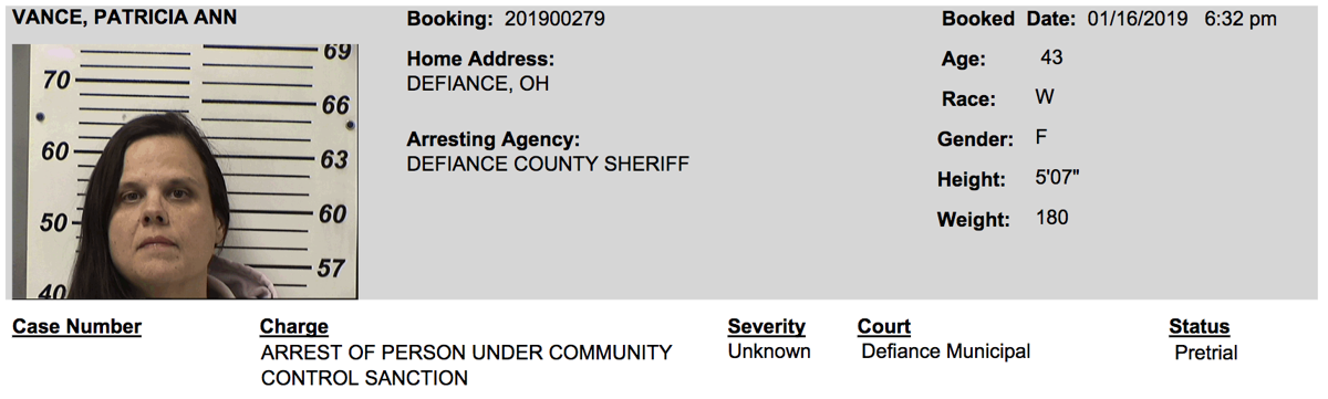 Patricia Vance - CCNO | Booking Photos | crescent-news.com