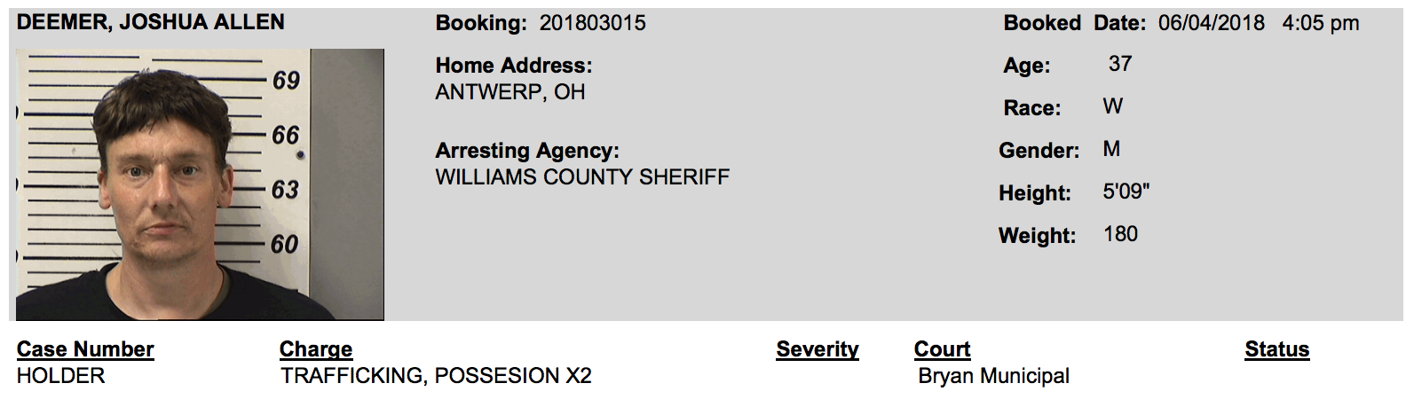 Joshua Deemer - CCNO | Booking Photos | crescent-news.com