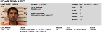 Jason Long - CCNO | Booking Photos | crescent-news.com