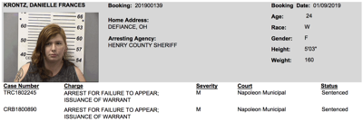 Danielle Krontz - CCNO | Booking Photos | crescent-news.com