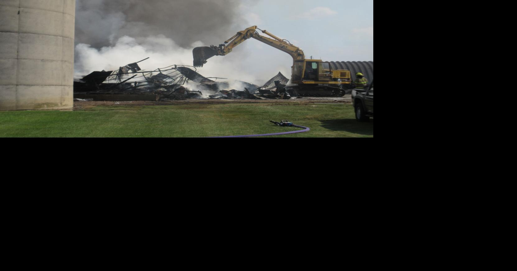 Monday afternoon fire destroys large barn, smaller building near ...