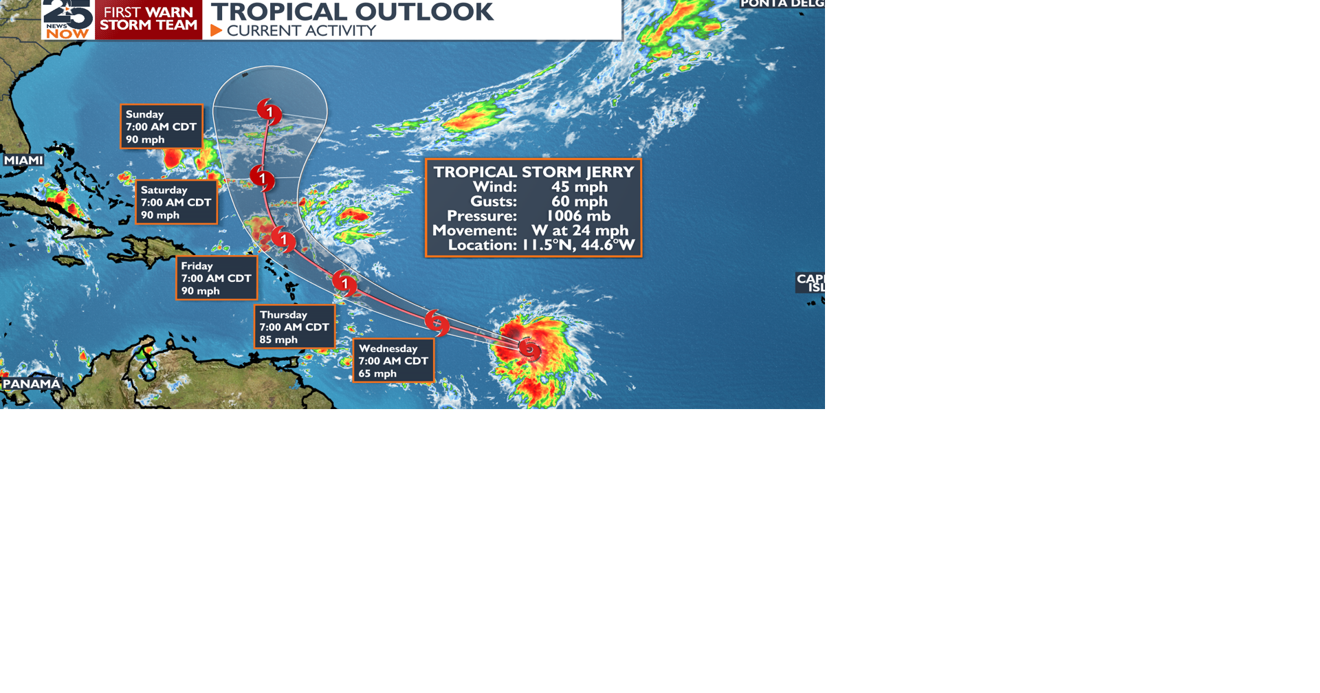 Tropical Storm Jerry forms in the Atlantic | News | crossroadstoday.com