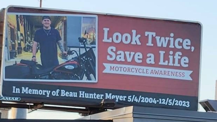 Billboard message urges drivers to "Look Twice, Save A Life" in honor ...