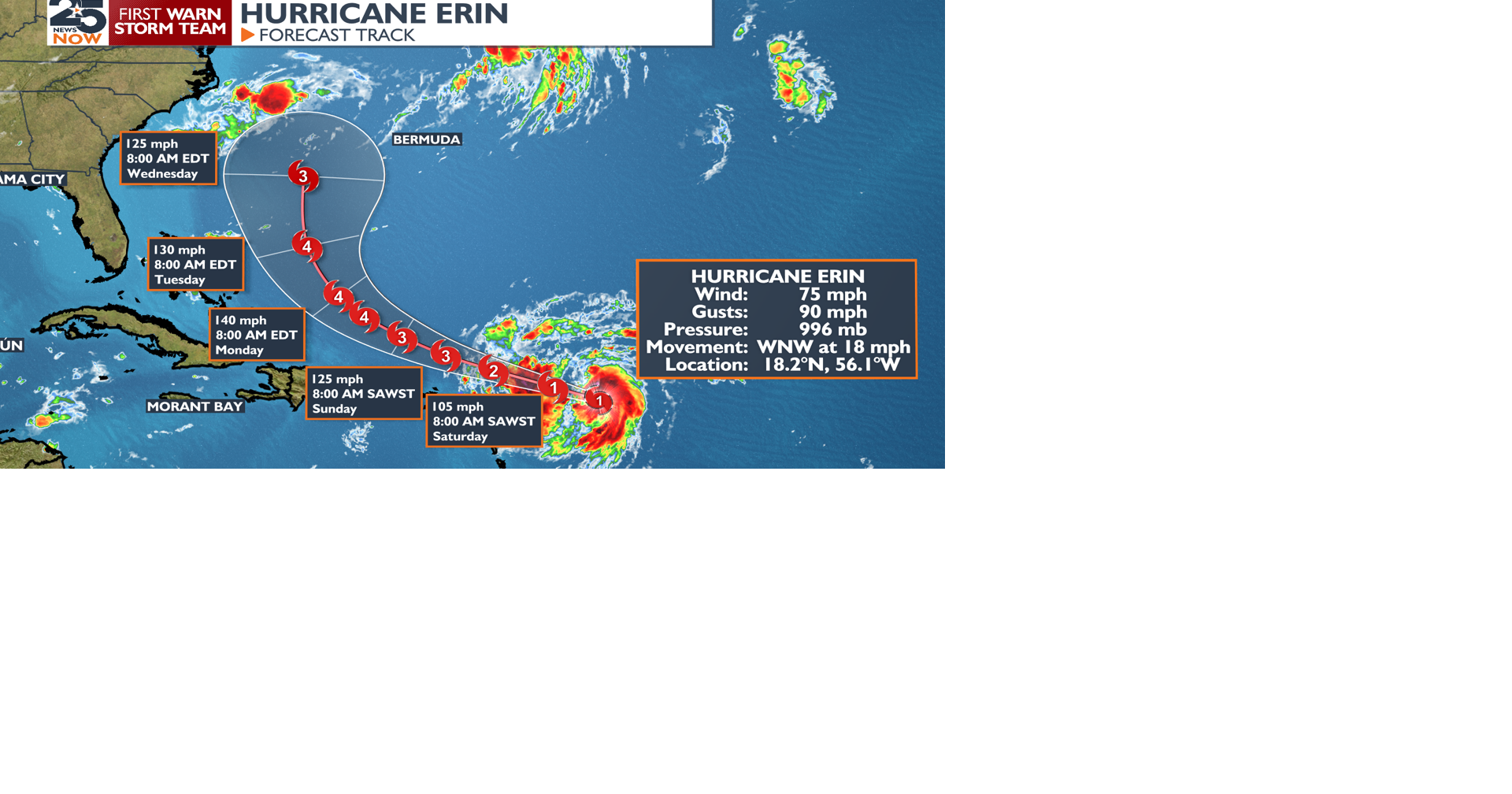Hurricane Erin forms in the Atlantic, becoming first hurricane of the ...