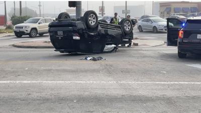 Vehicle flipped over at intersection of Houston Highway and Ben Jordan ...