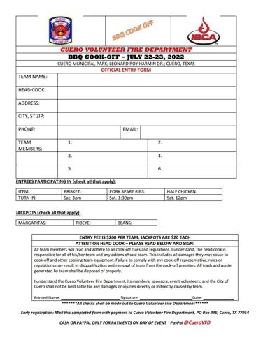 Cuero Volunteer Fire Department to host IBCA BBQ Cook-off event in July ...