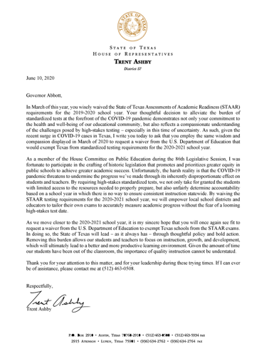 State representative asks to exempt Texas public schools of STAAR test ...