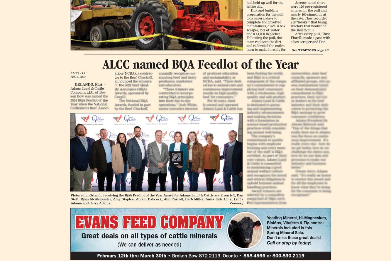 In this week's Chief - Adams Land & Cattle named BQA Feedlot of the ...