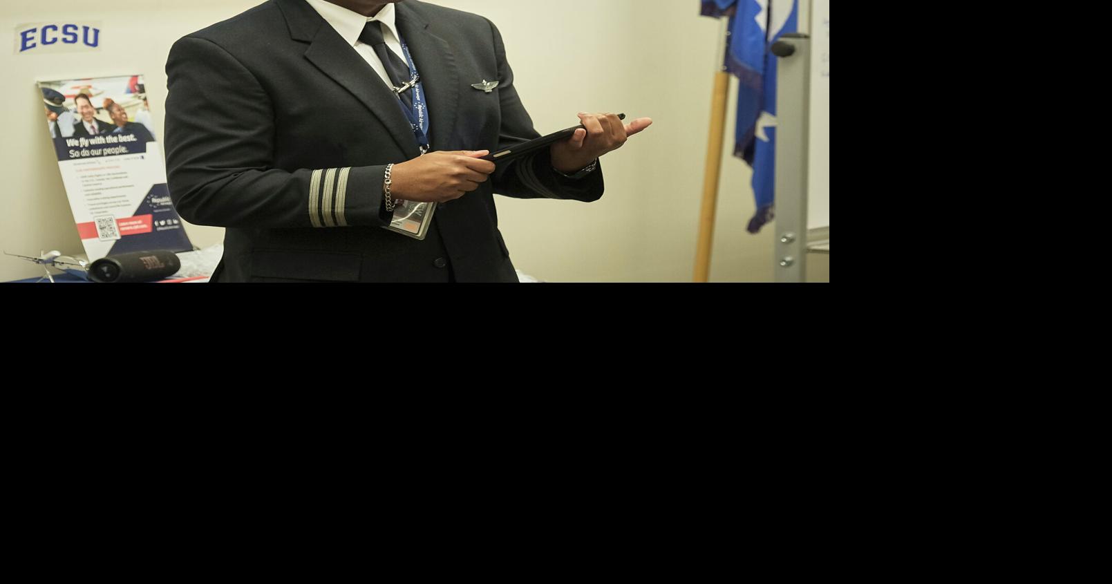 ECSU grad, now airlines pilot meets returns to help recruit ...