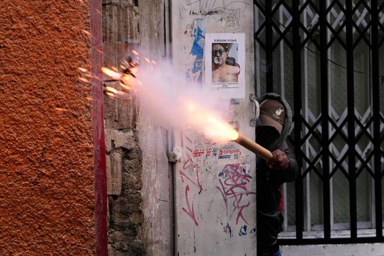 Photos of mass protests and road blockades choking the Bolivian capital ...