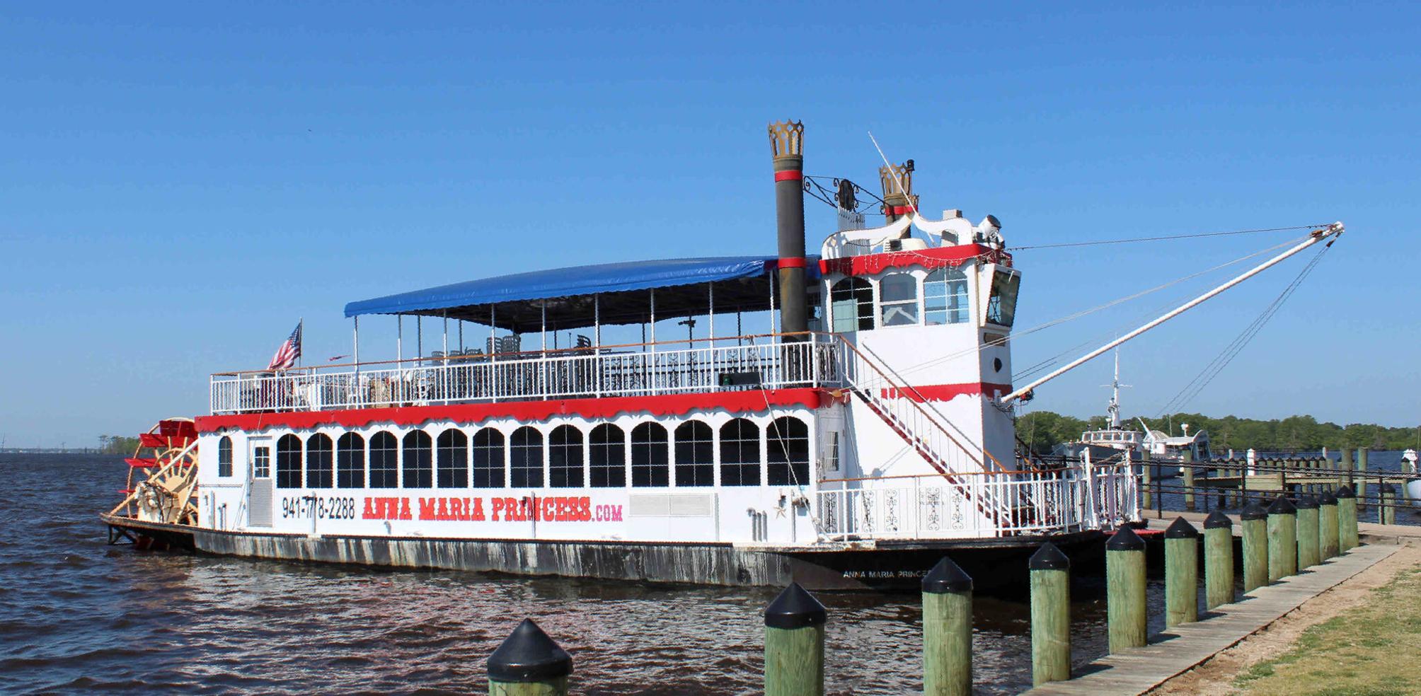 The Albemarle Queen, Harbor Towns' paddle wheel excursion boat, docks ...