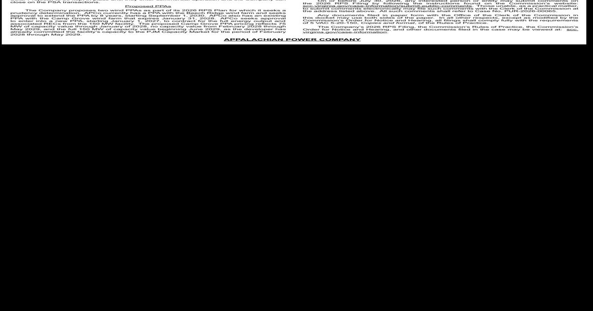VPS LEGALS/PUBLIC NOTICES - CVA