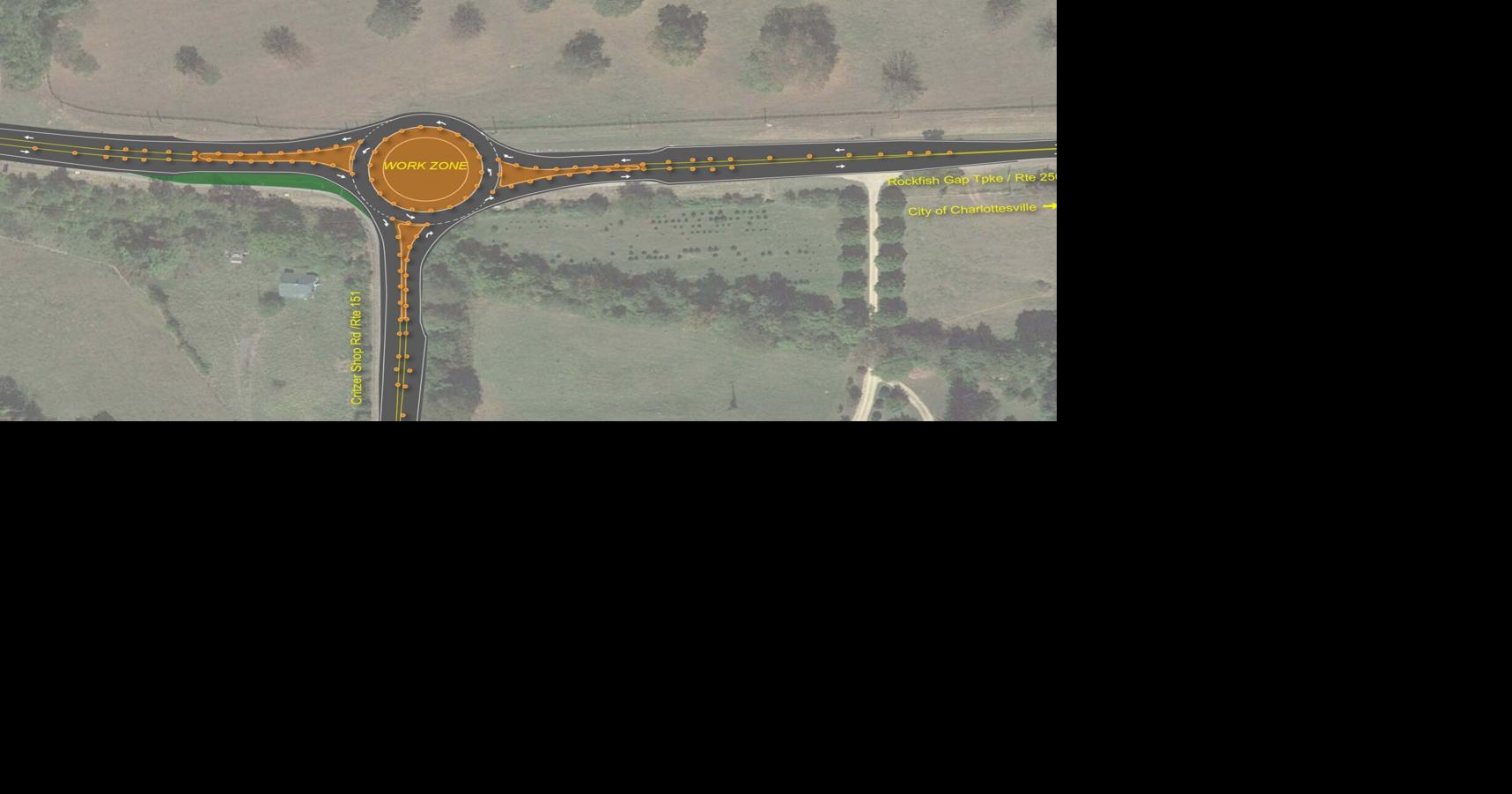 Roundabout construction beginning at U.S. 250, Route 151