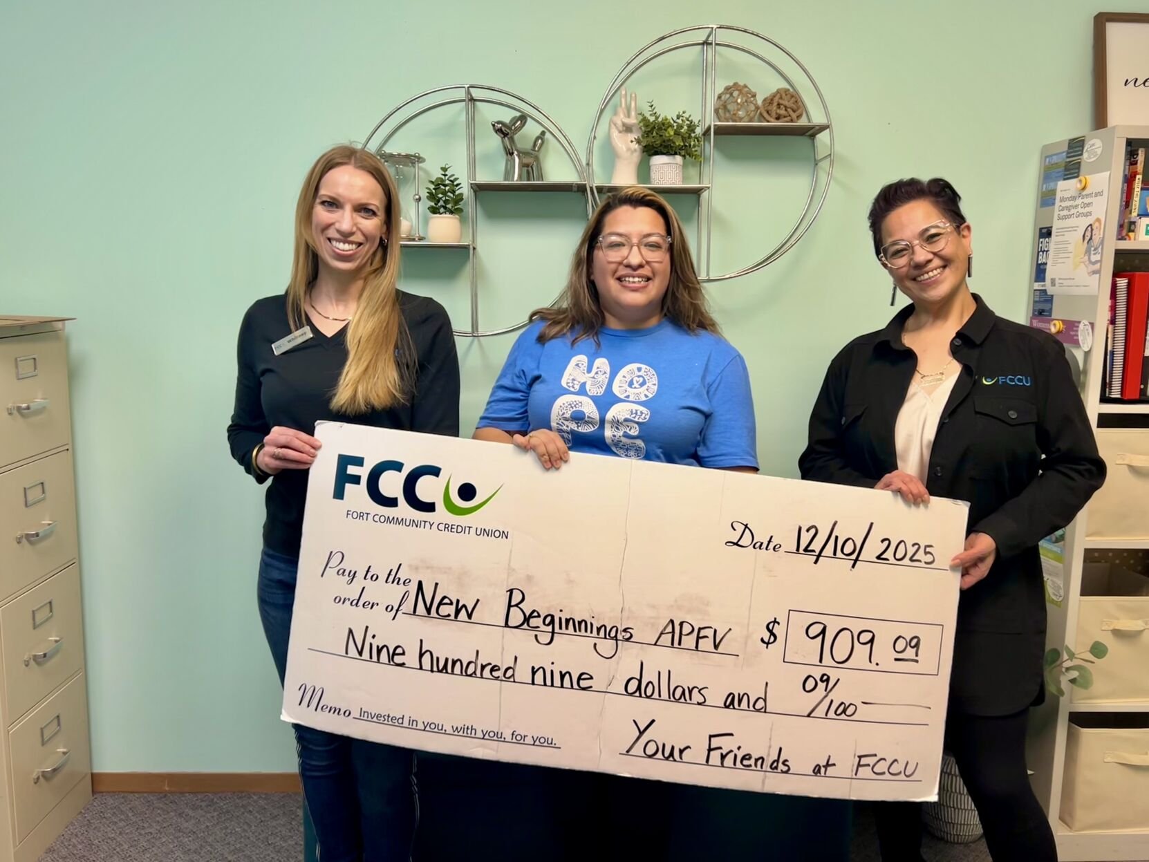 Fort Community Credit Union gives to New Beginnings | Local ...