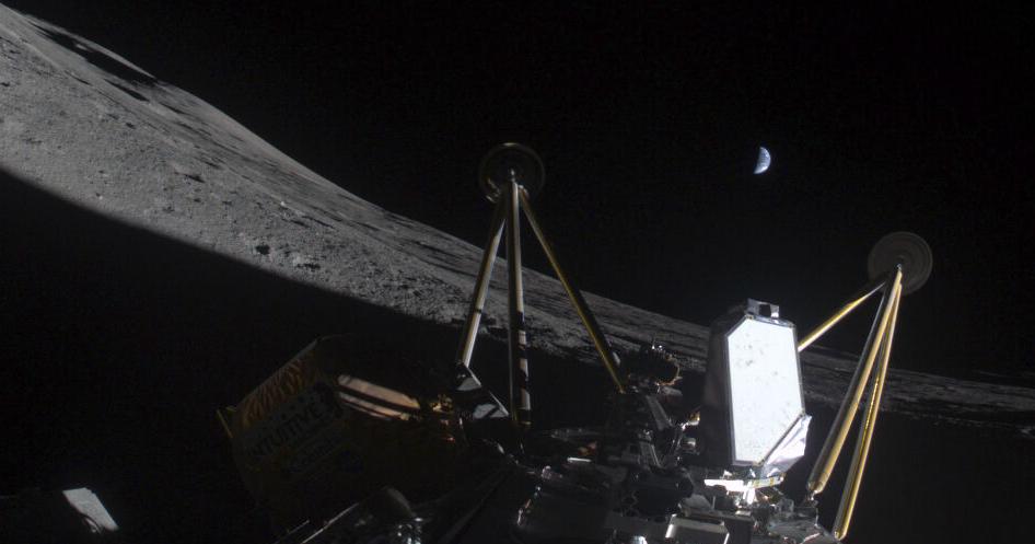 Private lunar lander is declared dead after landing sideways in a crater near the moon's south ...