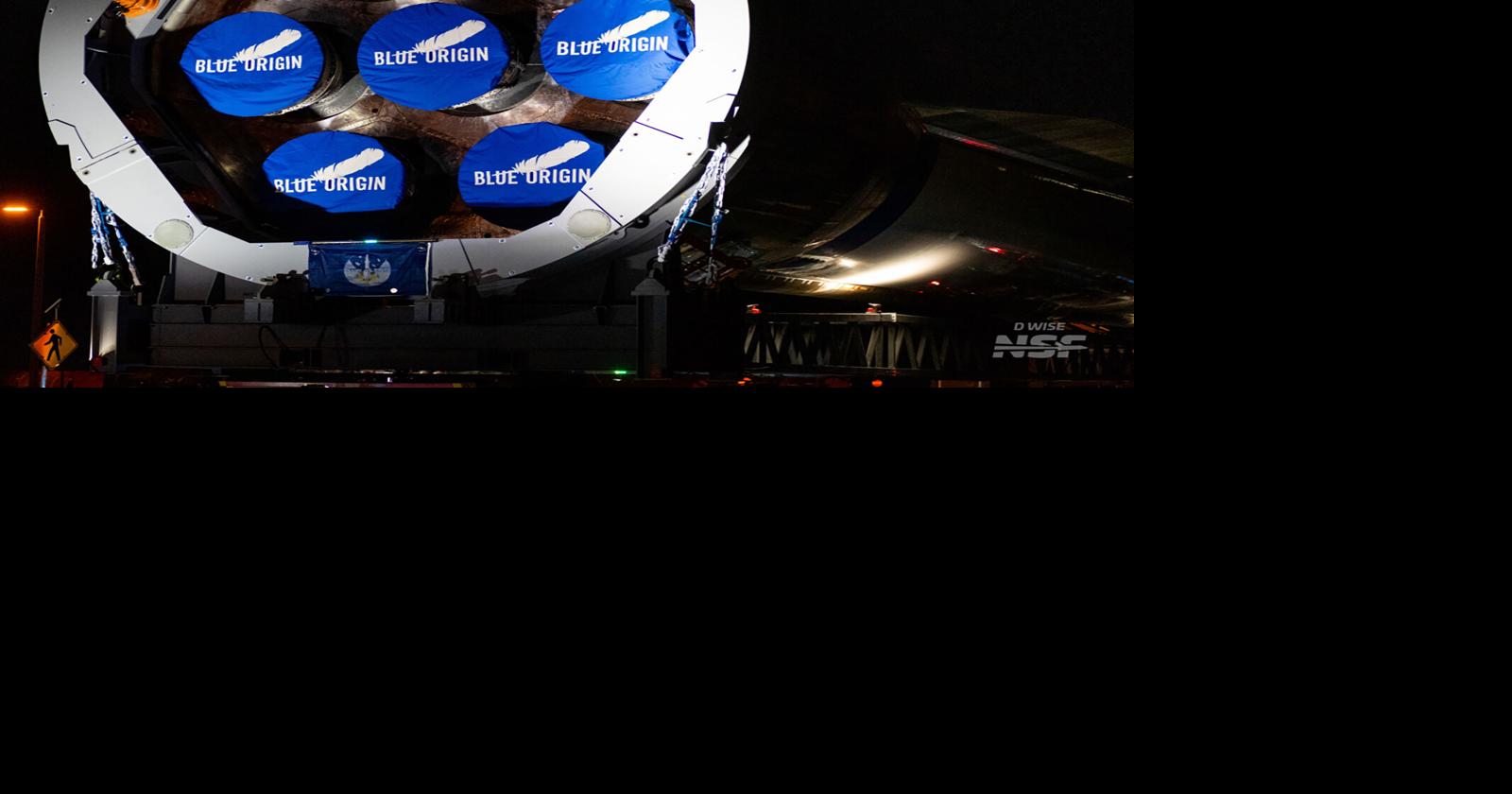 Blue Origin hauls massive New Glenn 1st stage to launch site with hot ...