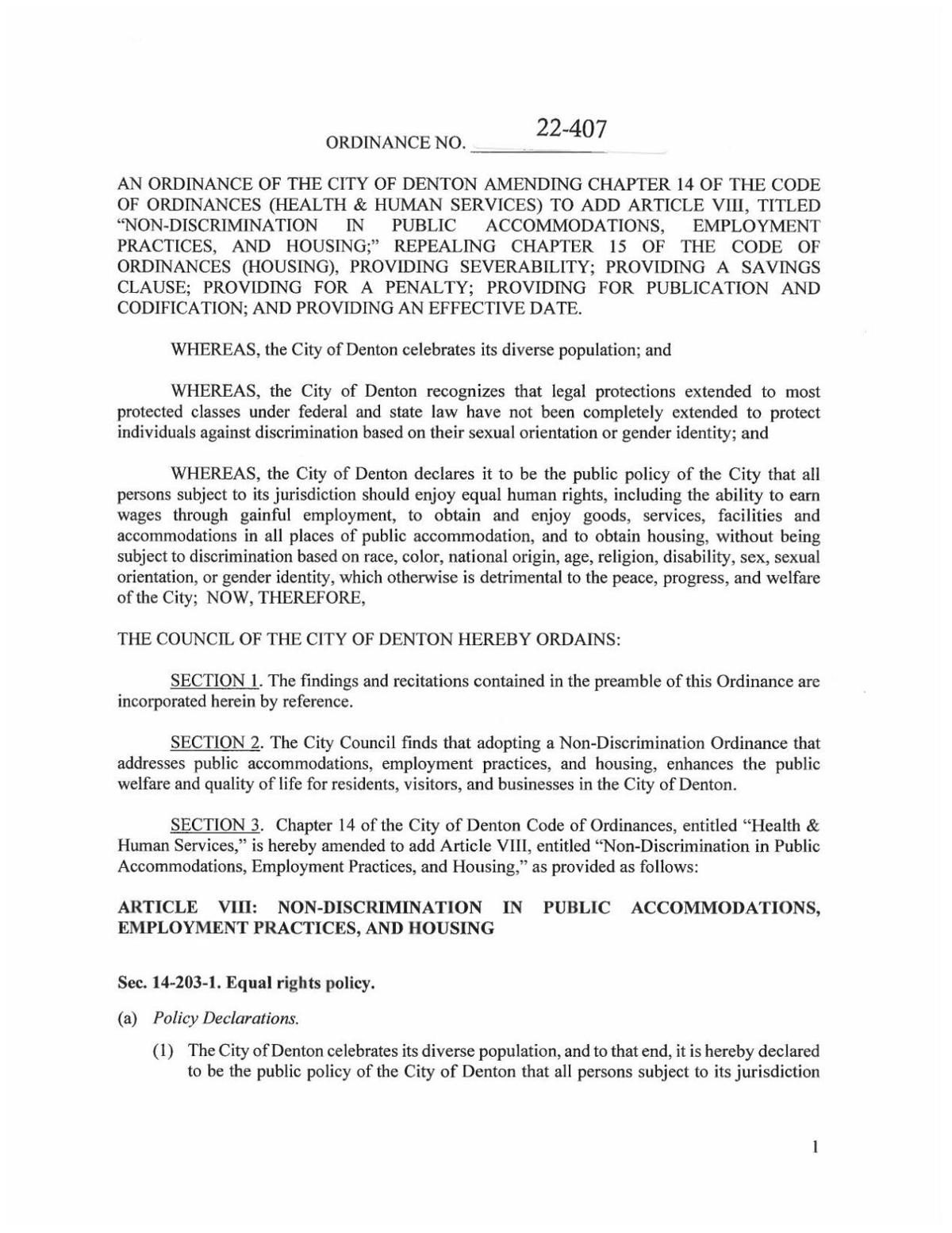 Comprehensive Non-Discrimination Ordinance | | dentonrc.com