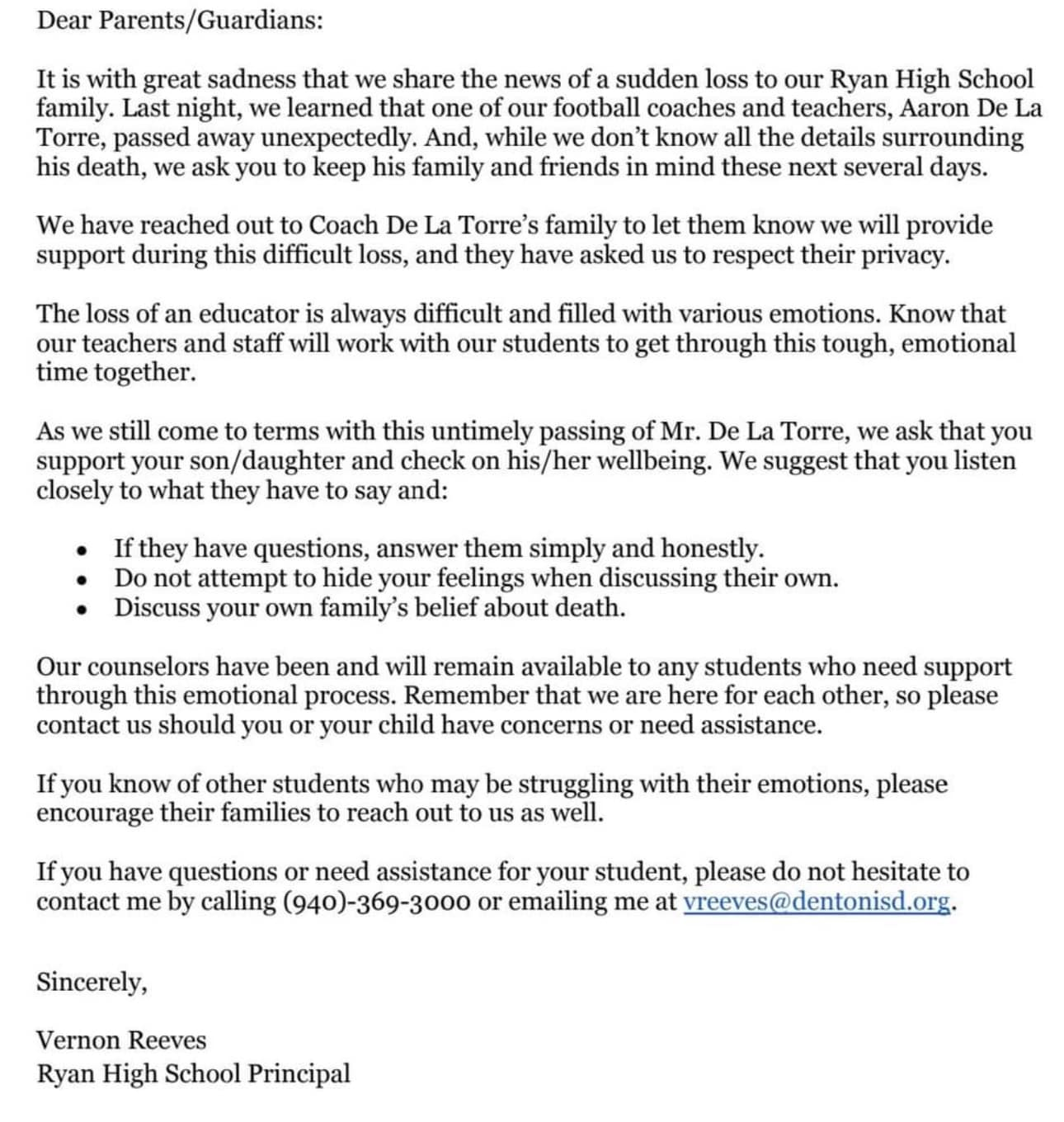 Ryan High assistant coach Aaron De La Torre has died | Ryan Raiders ...