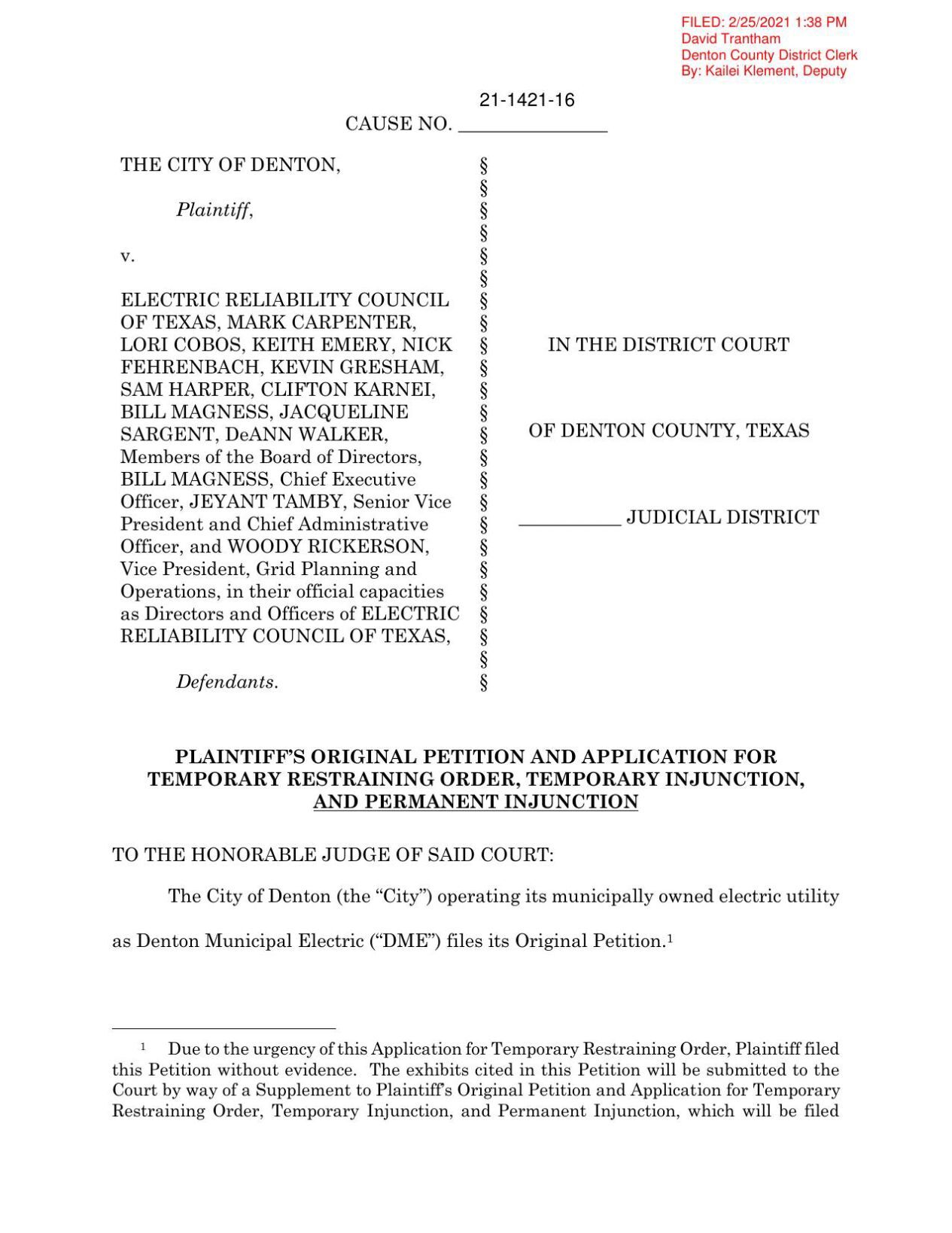 Denton files suit against ERCOT following winter storms | News | dentonrc.com Denton files suit against ERCOT following winter storms | News | dentonrc.com