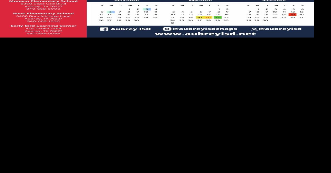 2025-26 Aubrey ISD Academic Calendar | | dentonrc.com