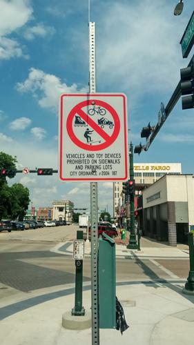 Denton replacing 60 signs after misprint prohibits bikes, skateboards ...