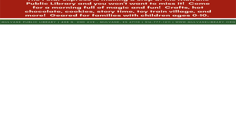 Mulvane Public Library Polar Express | Calendar | derbyinformer.com