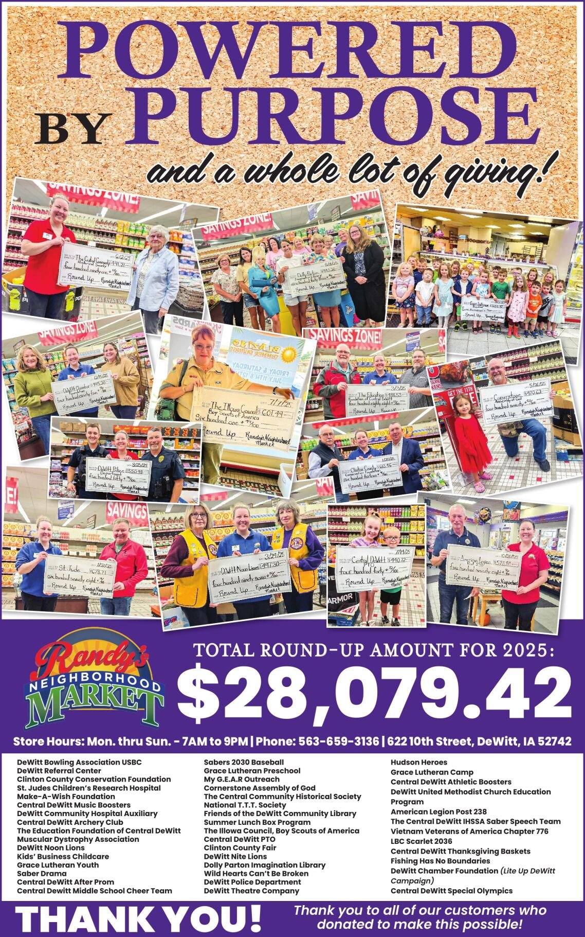 Randy's Neighborhood Market Customer Donation Thank You | Announcements ...