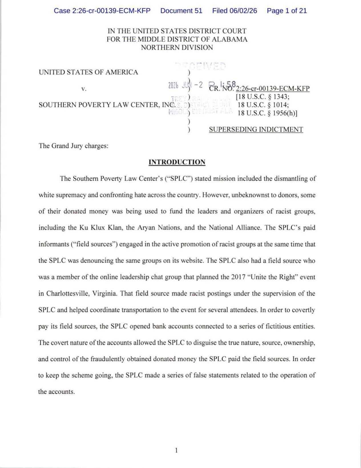 Advocates applaud, condemn SPLC wire fraud charges | News | djournal.com