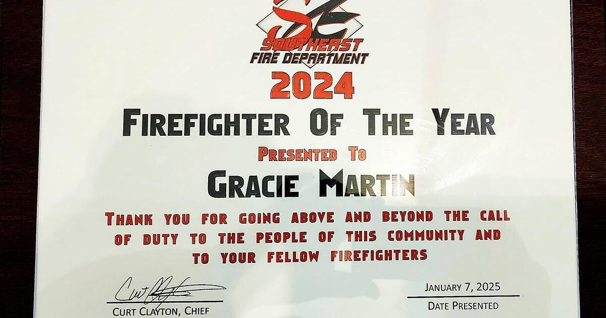 Gracie Martin chosen as Southeast VFD Firefighter of the Year | New ...