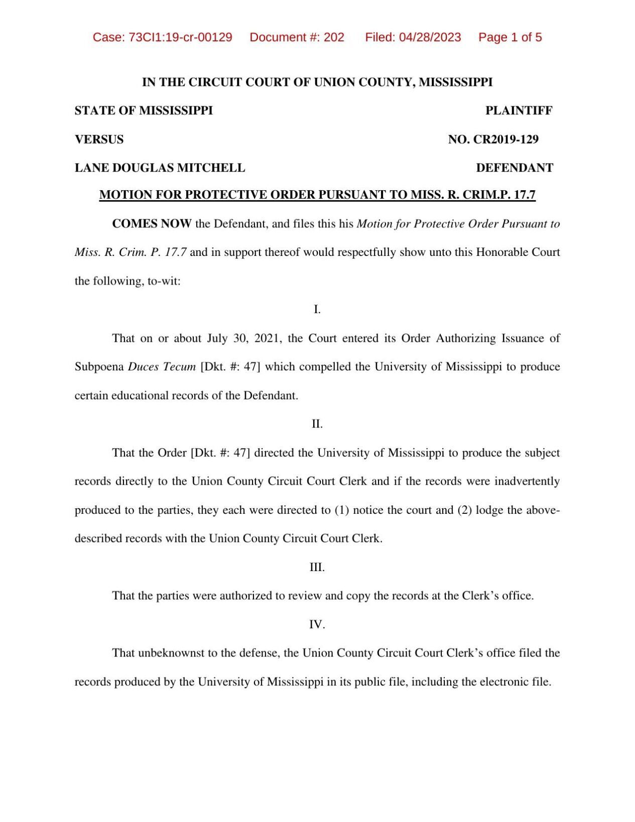 Document 202 Defense motion for protective order | | djournal.com