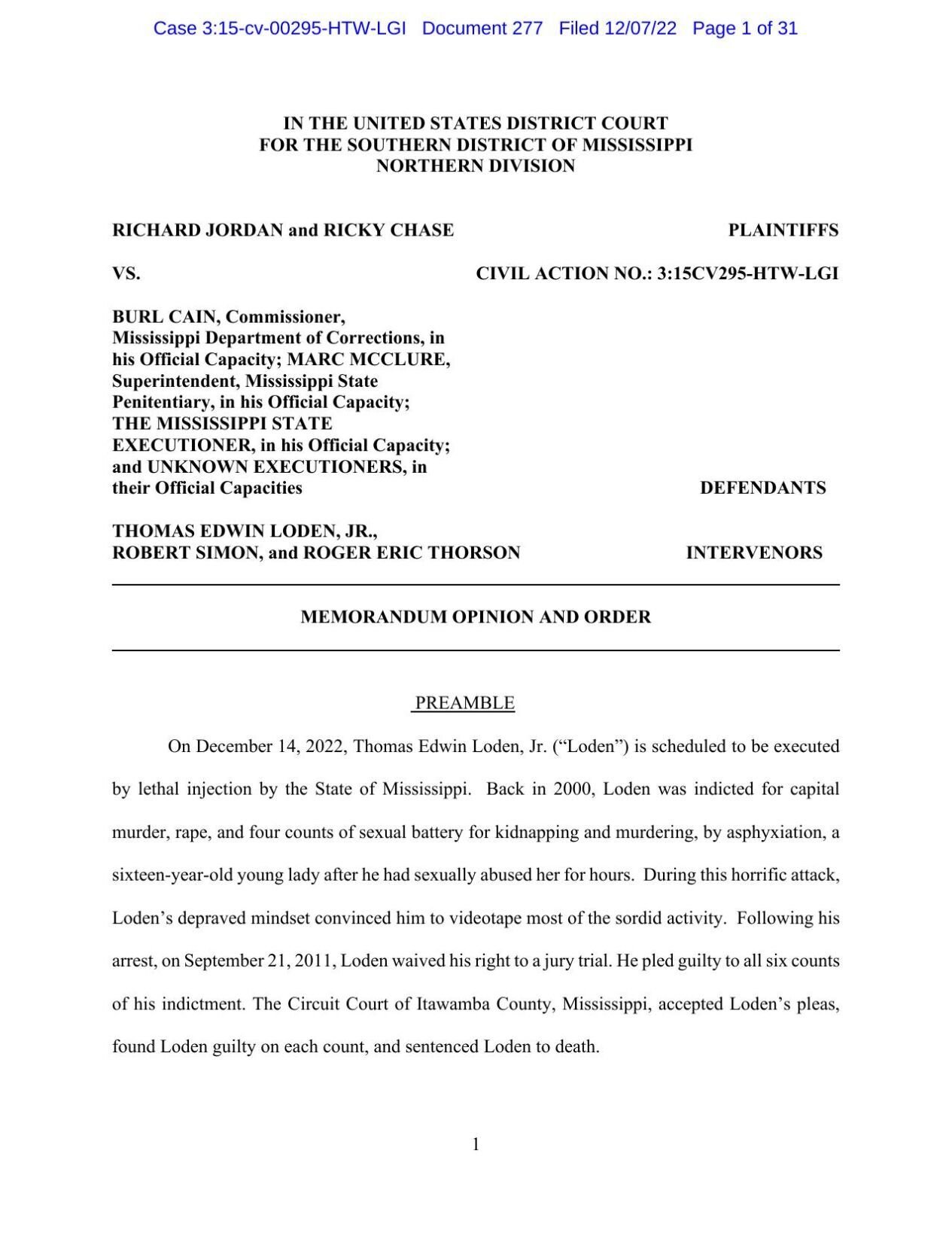 Federal judge: Mississippi can proceed with executing death row inmate ...