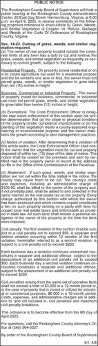 Grass/Weed Ordinance | Notices | dnronline.com