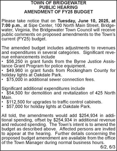 FY25 Budget Amendment | Notices | dnronline.com