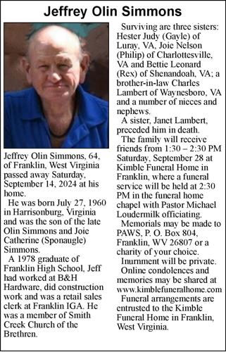 Jeffrey Olin Simmons | Obituaries | dnronline.com