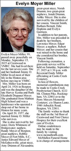 Evelyn Moyer Miller | Obituaries | dnronline.com