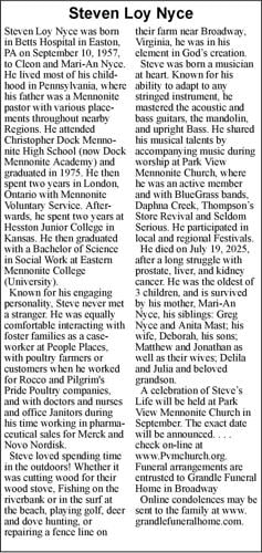Steven Loy Nyce | Obituaries | dnronline.com