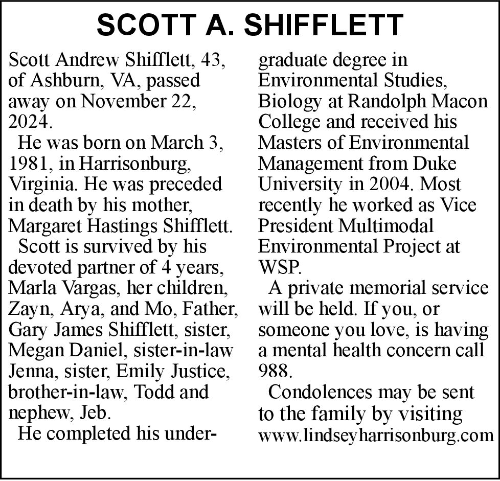 SCOTT A. SHIFFLETT | Obituaries | dnronline.com