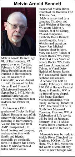 Melvin Arnold Bennett | Obituaries | dnronline.com