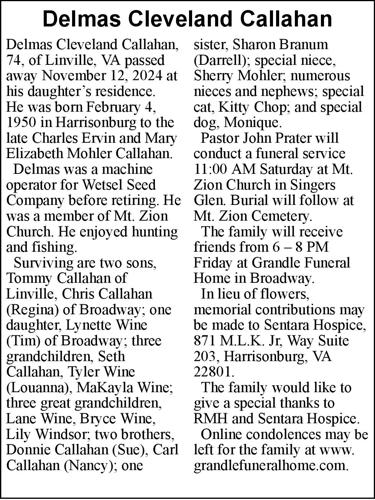 Delmas Cleveland Callahan | Obituaries | dnronline.com