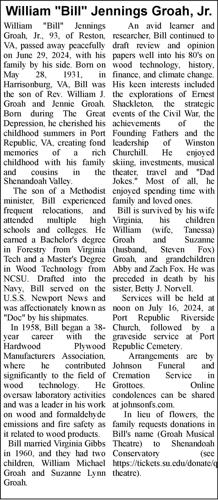 William "Bill" Jennings Groah, Jr. | Obituaries | dnronline.com