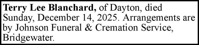 Terry Lee Blanchard | Obituaries | dnronline.com