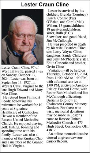 Lester Craun Cline | Obituaries | dnronline.com