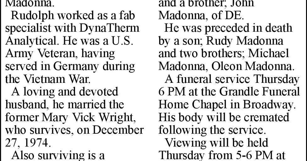 Rudolph Daniel Madonna | Obituaries | dnronline.com