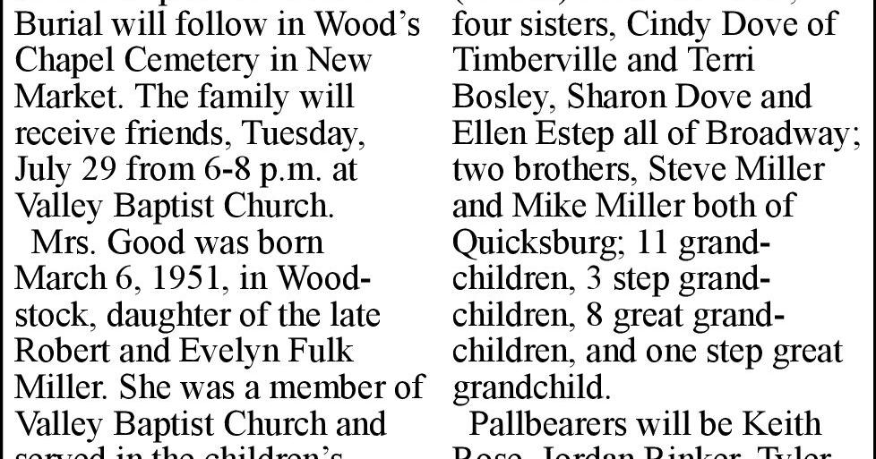 Deborah Fay Miller Good | Obituaries | dnronline.com