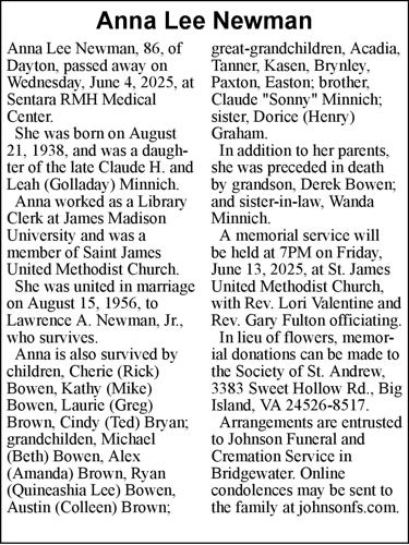 Anna Lee Newman | Obituaries | dnronline.com