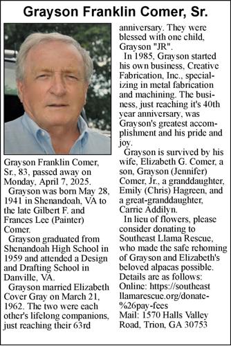 Grayson Franklin Comer, Sr. | Obituaries | dnronline.com