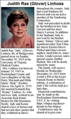 Judith Rae (Glover) Linhoss | Obituaries | dnronline.com