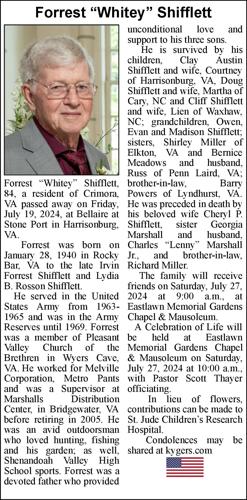Forrest “Whitey” Shifflett | Obituaries | dnronline.com