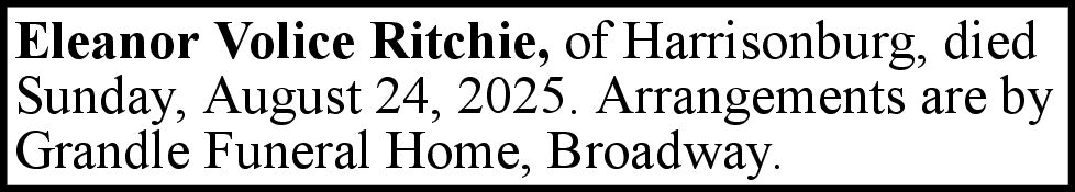Eleanor Volice Ritchie | Obituaries | dnronline.com